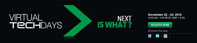 Meet me at Microsoft Virtual Techdays – 23 November 2010